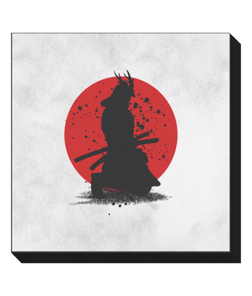 Samurai with Daisho- White Background Canvas Art Print